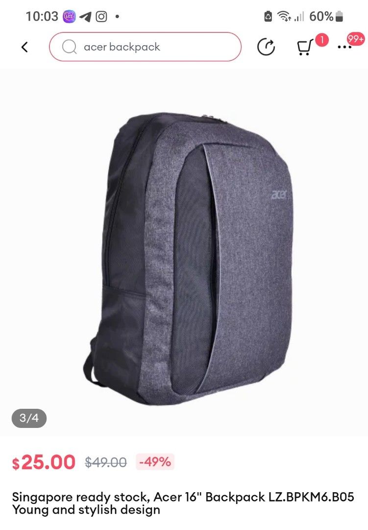 ACER 16" BACKPACK + FREE WIRELESS MOUSE, Men's Fashion, Bags, Backpacks ...