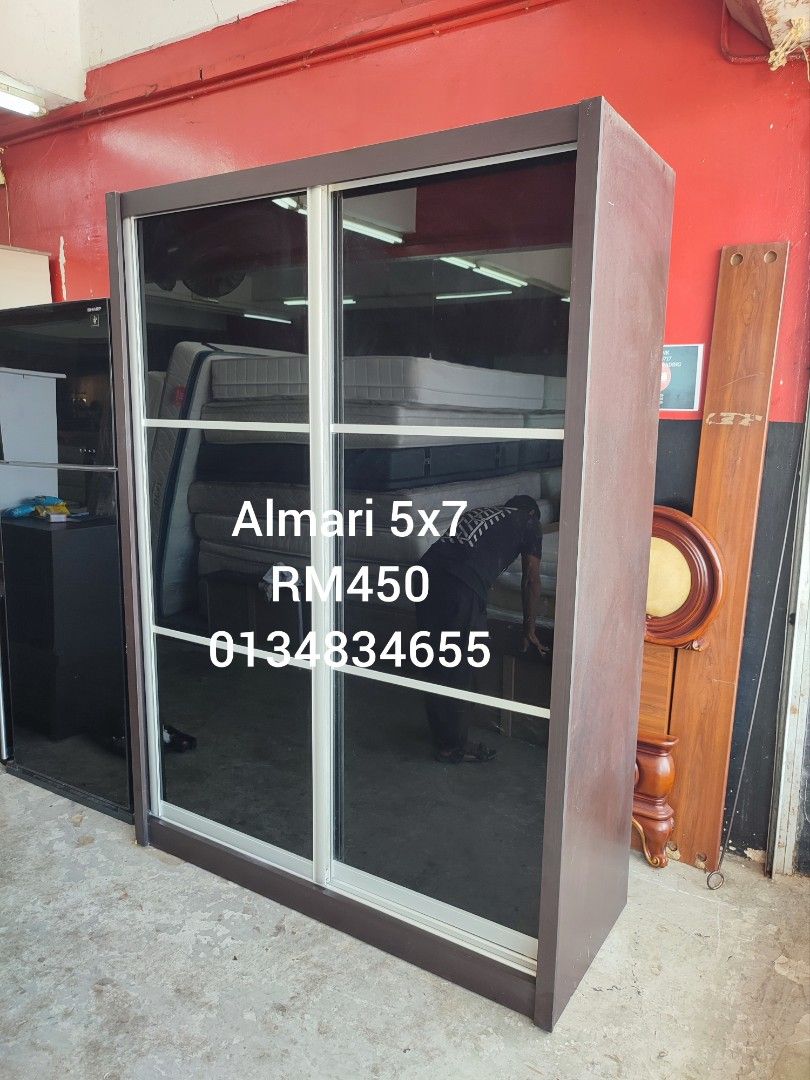ALMARI SLIDING WARDROBE 5X7 TERPAKAI, Furniture & Home Living ...