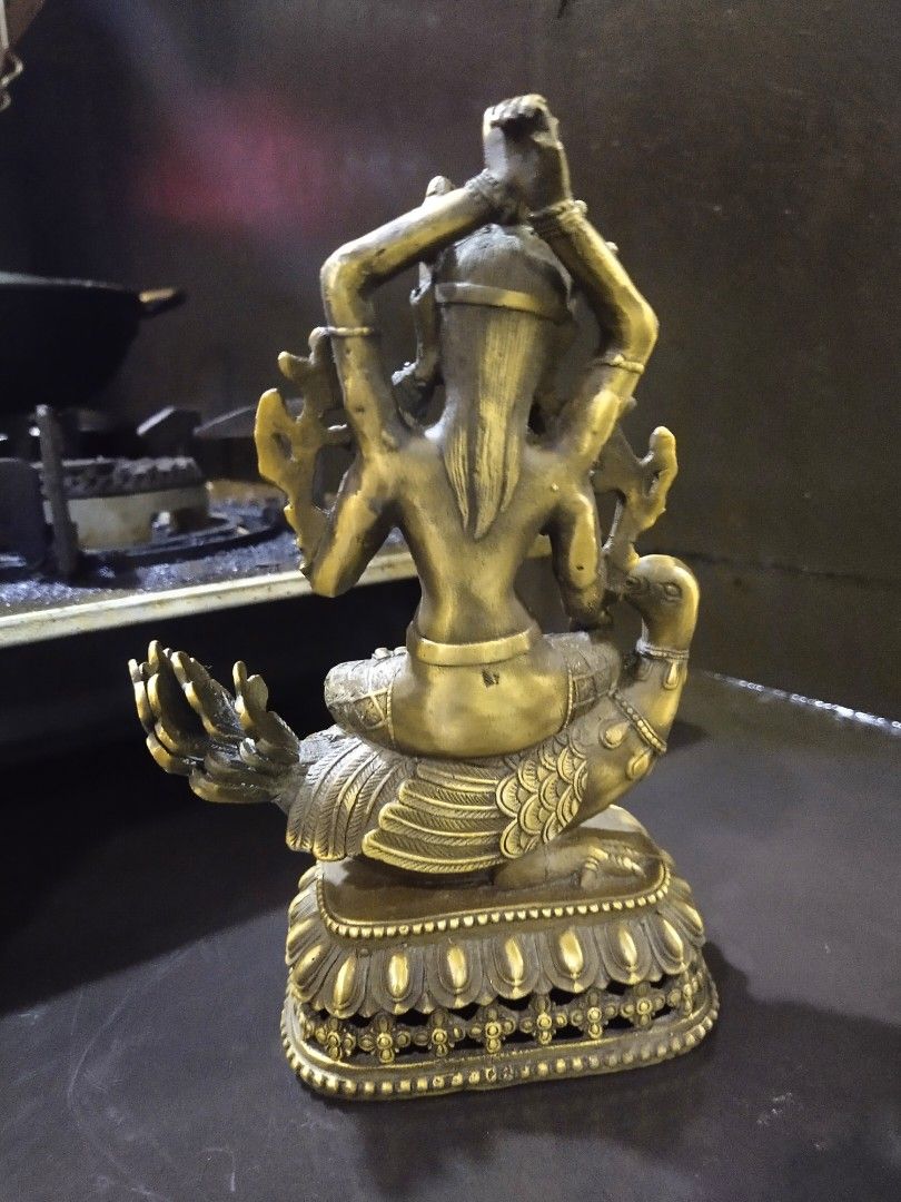 Brass sino tibetan goddess Tara riding hamsa statue on Carousell