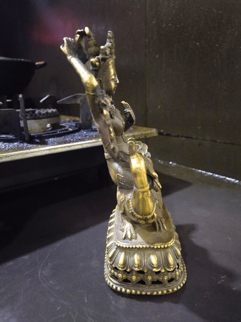 Brass sino tibetan goddess Tara riding hamsa statue on Carousell