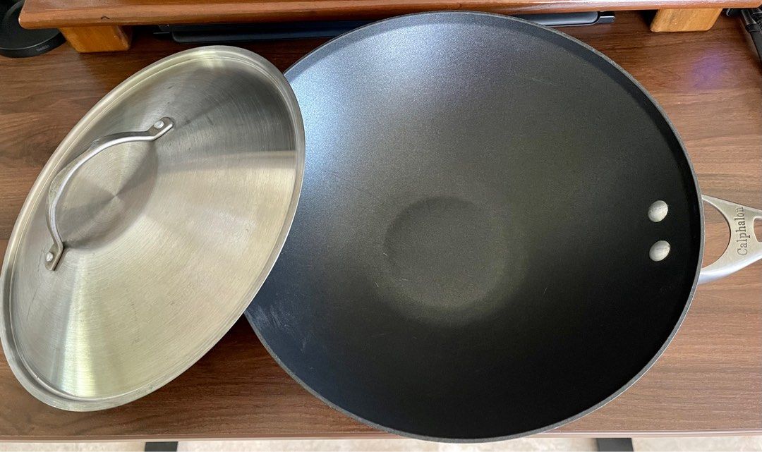 Calphalon Signature Hard-Anodized Nonstick 12-Inch Flat Bottom Wok with ...