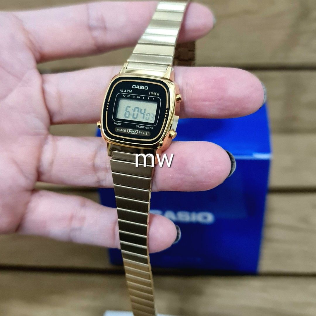 Casio Digital gold tone mini small dial stainless steel ladies girls ...