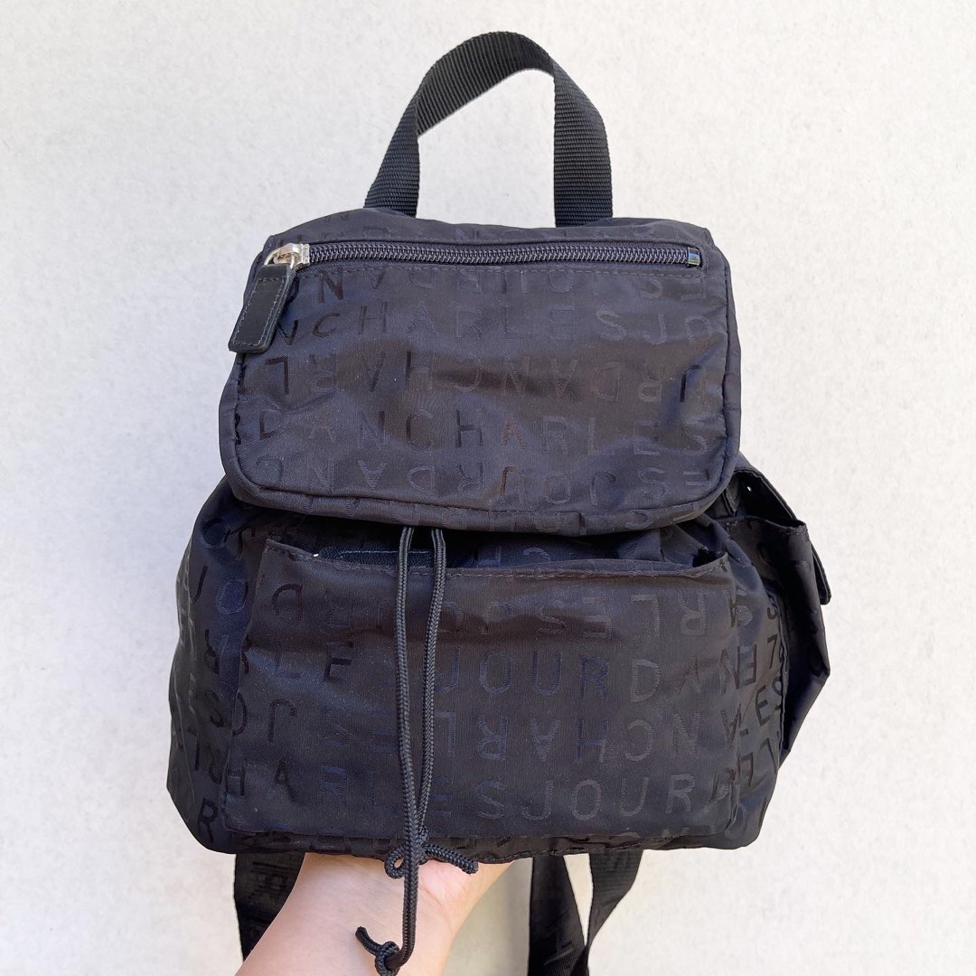 Charles Jourdan Nylon Small Black Backpack, Women's Fashion, Bags ...