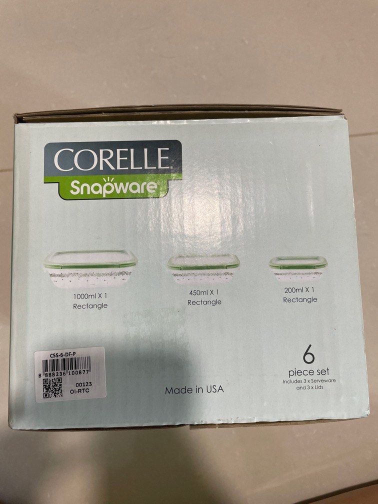 corelle snapware 6 piece set, Furniture & Home Living, Kitchenware ...