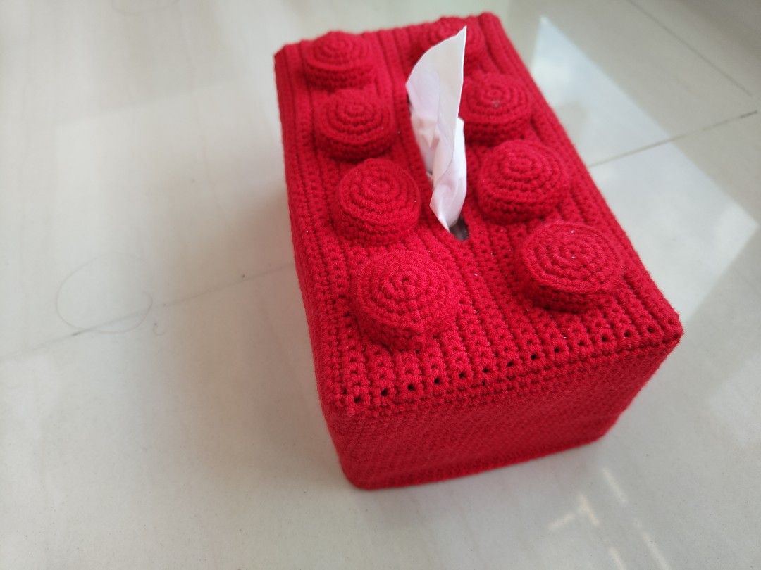 Crochet lego tissue box, Hobbies & Toys, Stationery & Craft, Handmade ...