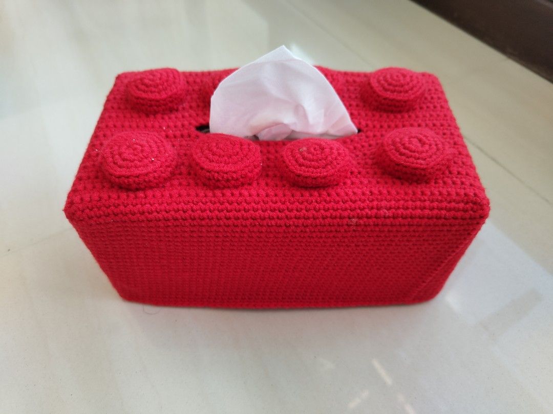 Crochet lego tissue box, Hobbies & Toys, Stationery & Craft, Handmade ...