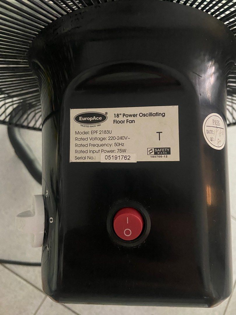 EuropAce 18" oscillating floor fan, Furniture & Home Living, Lighting ...