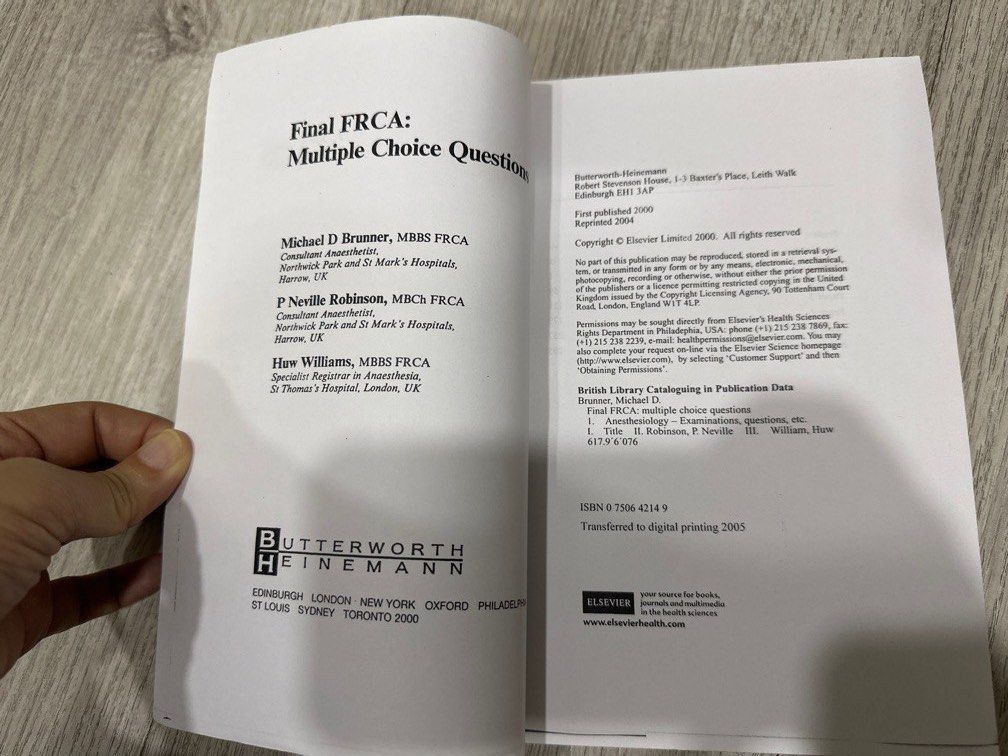 Final FRCA. Multiple choice questions, Hobbies & Toys, Books ...