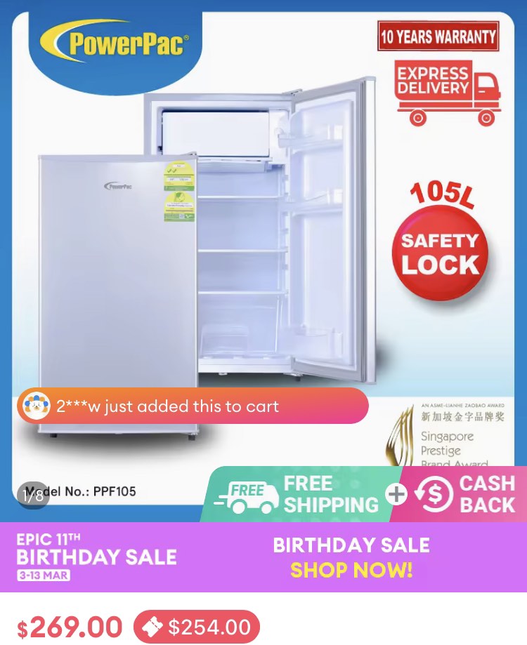 Powerpac 105L refrigerator , TV & Home Appliances, Kitchen Appliances ...