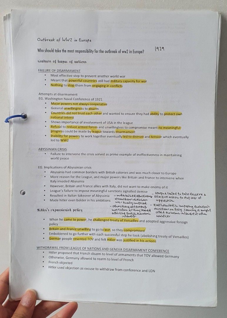 History Upper Sec condensed notes (with named examples!), Hobbies ...