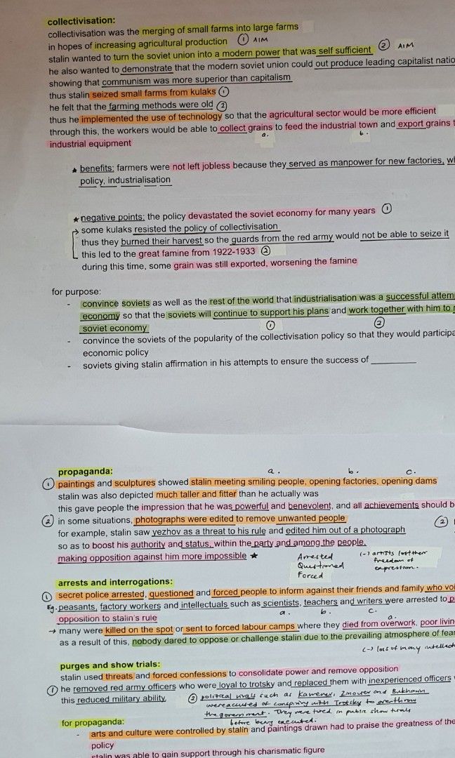 History Upper Sec condensed notes (with named examples!), Hobbies ...