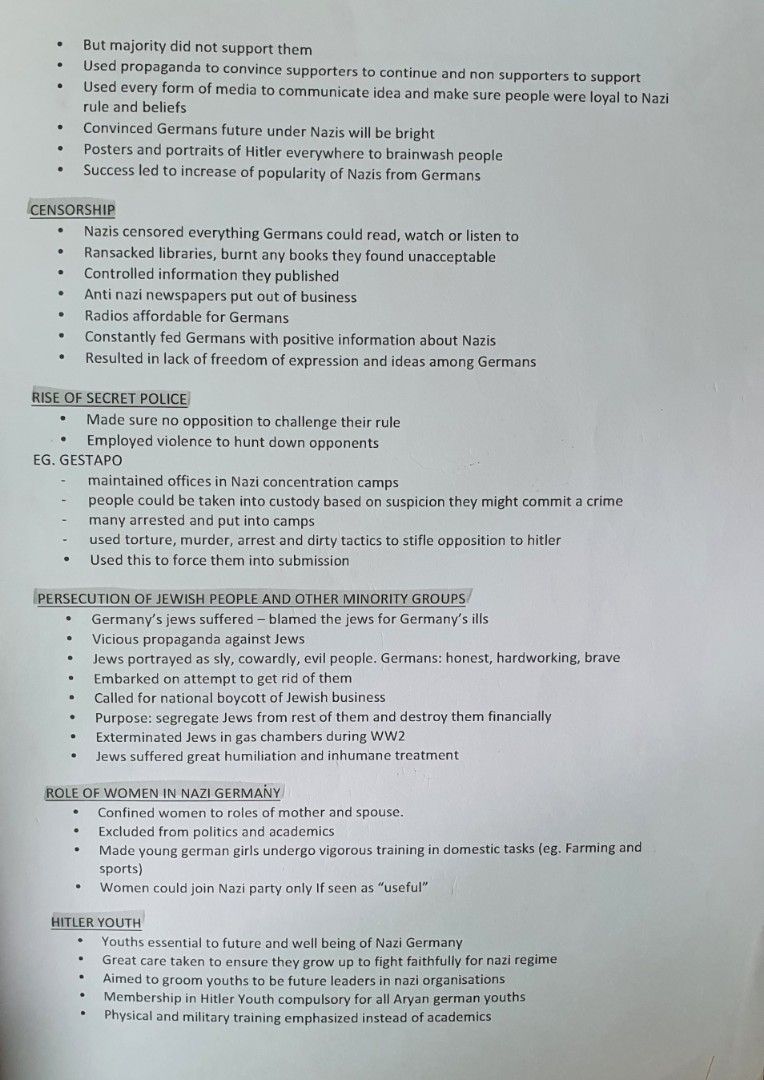 History Upper Sec condensed notes (with named examples!), Hobbies ...