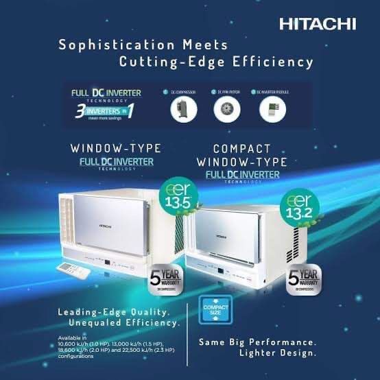 HITACHI WINDOW TYPE INVERTER AIRCON, TV & Home Appliances, Air ...