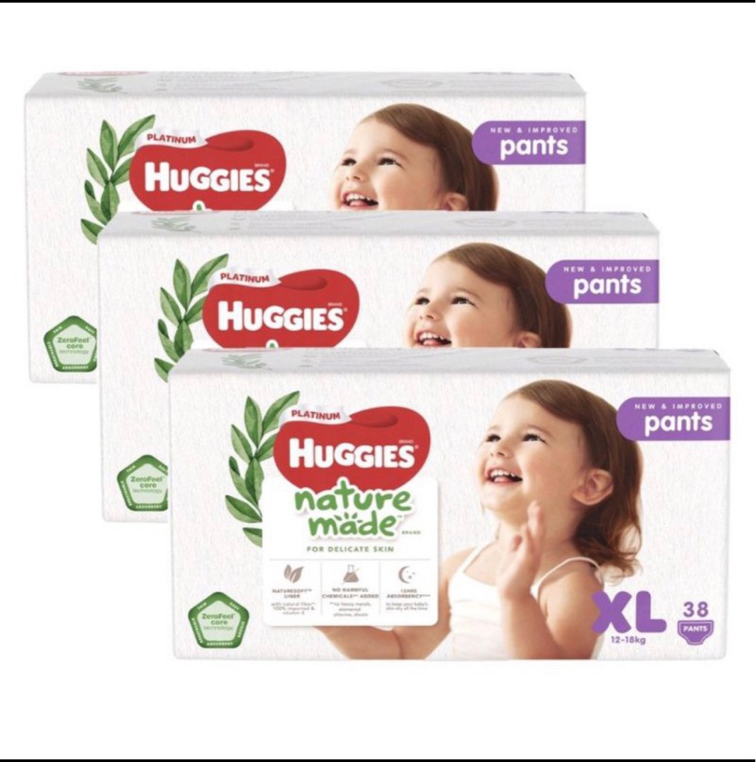 Huggies Nature Made Diaper Pants XL, Babies & Kids, Bathing & Changing ...