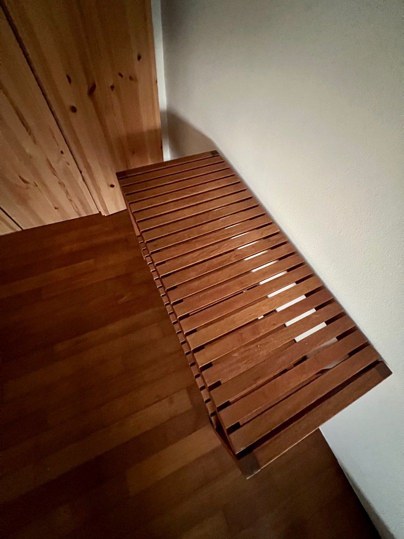 Ikea Molger Wood bench shelf, Furniture & Home Living, Furniture ...