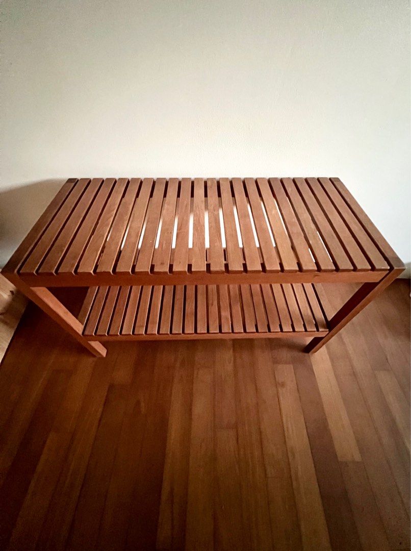 Ikea Molger Wood bench shelf, Furniture & Home Living, Furniture ...