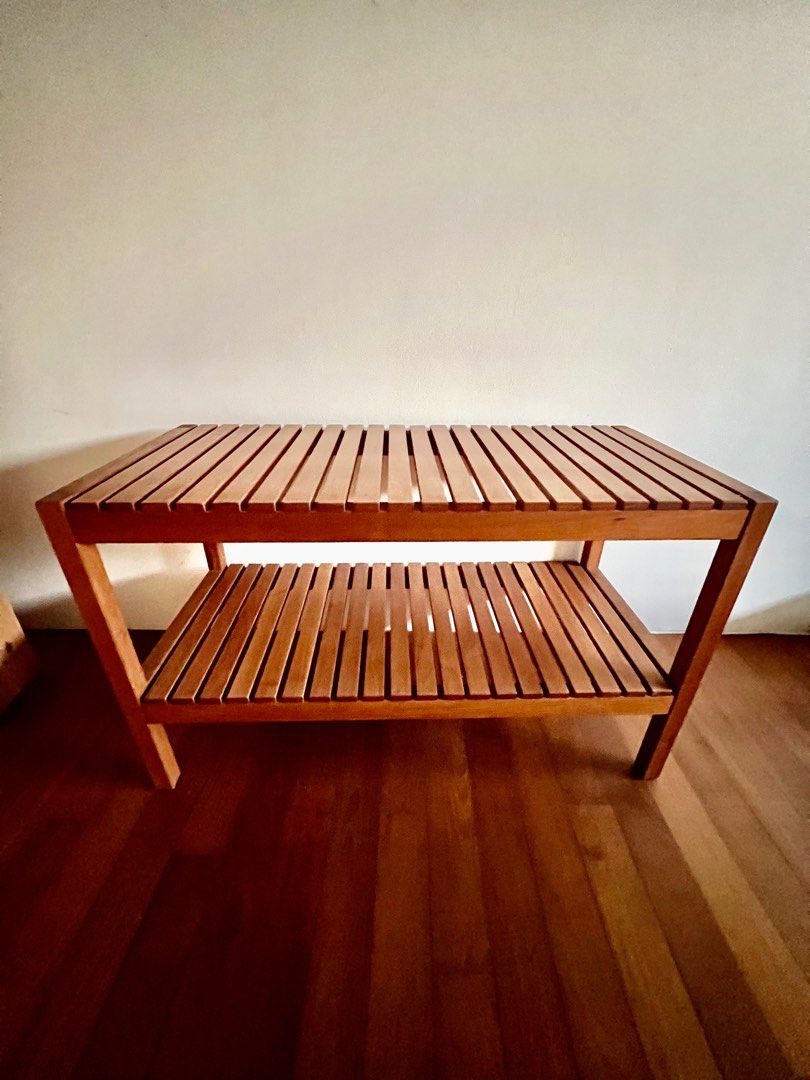 Ikea Molger Wood bench shelf, Furniture & Home Living, Furniture ...