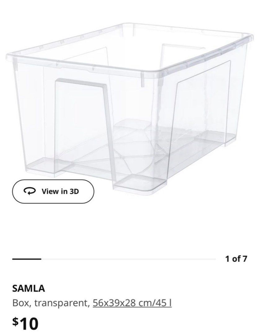IKEA SAMLA Boxes (45l), Furniture & Home Living, Home Improvement ...