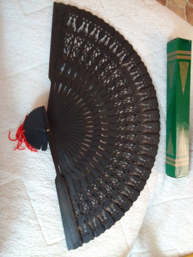 Japanese Wooden Hand Fan on Carousell