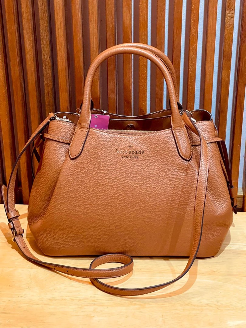 Kate Spade Dumpling Large Pebbled Leather Satchel Crossbody, Brown ...