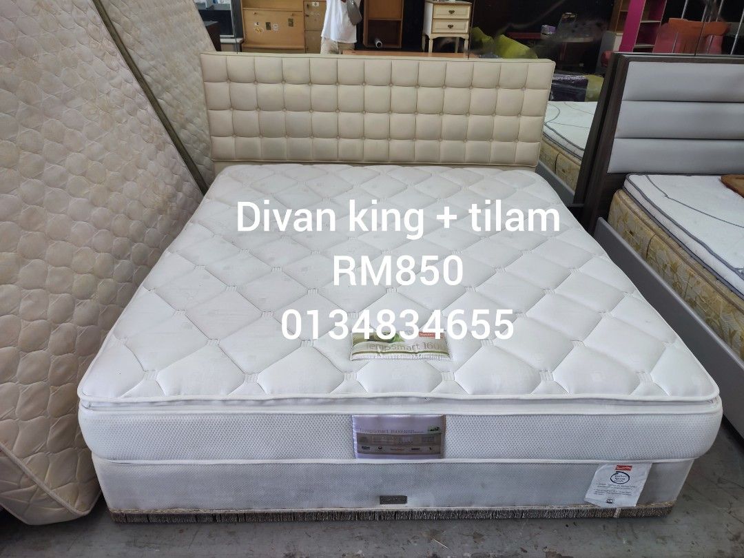 KATIL DAN TILAM TERPAKAI SIZE KING JENAMA SLUMBERLAND, Furniture & Home ...