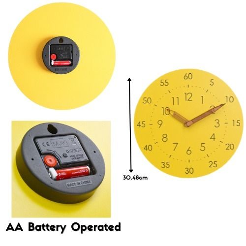 Kids Learning Wall Clock 12-inch Silent Clock Time Teaching for ...