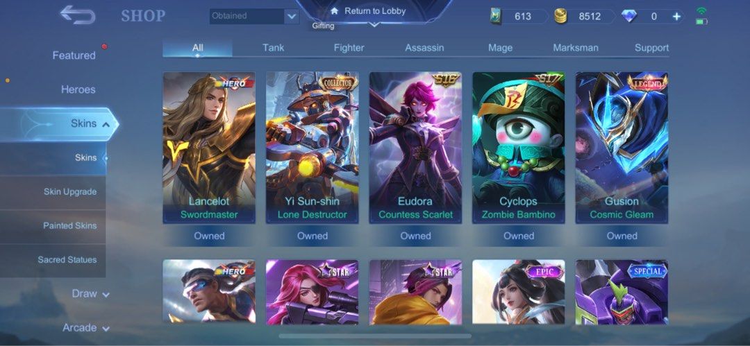 Lancelot Hero + YSS Collector mobile legends account, Video Gaming ...