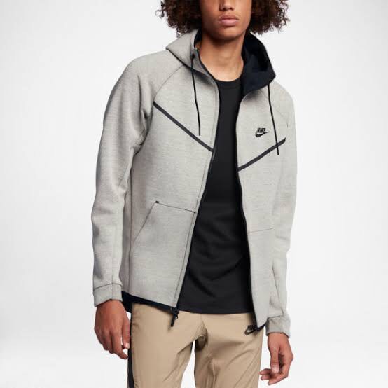 LIGHT GRAY NIKE TECH FLEECE JACKET (RED TAG - MEDIUM) on Carousell