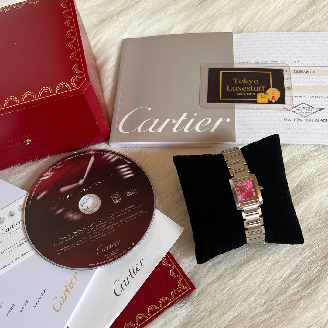 LIMITED EDITION Authentic Preloved Cartier Tank Francaise Rasperry Dial ...