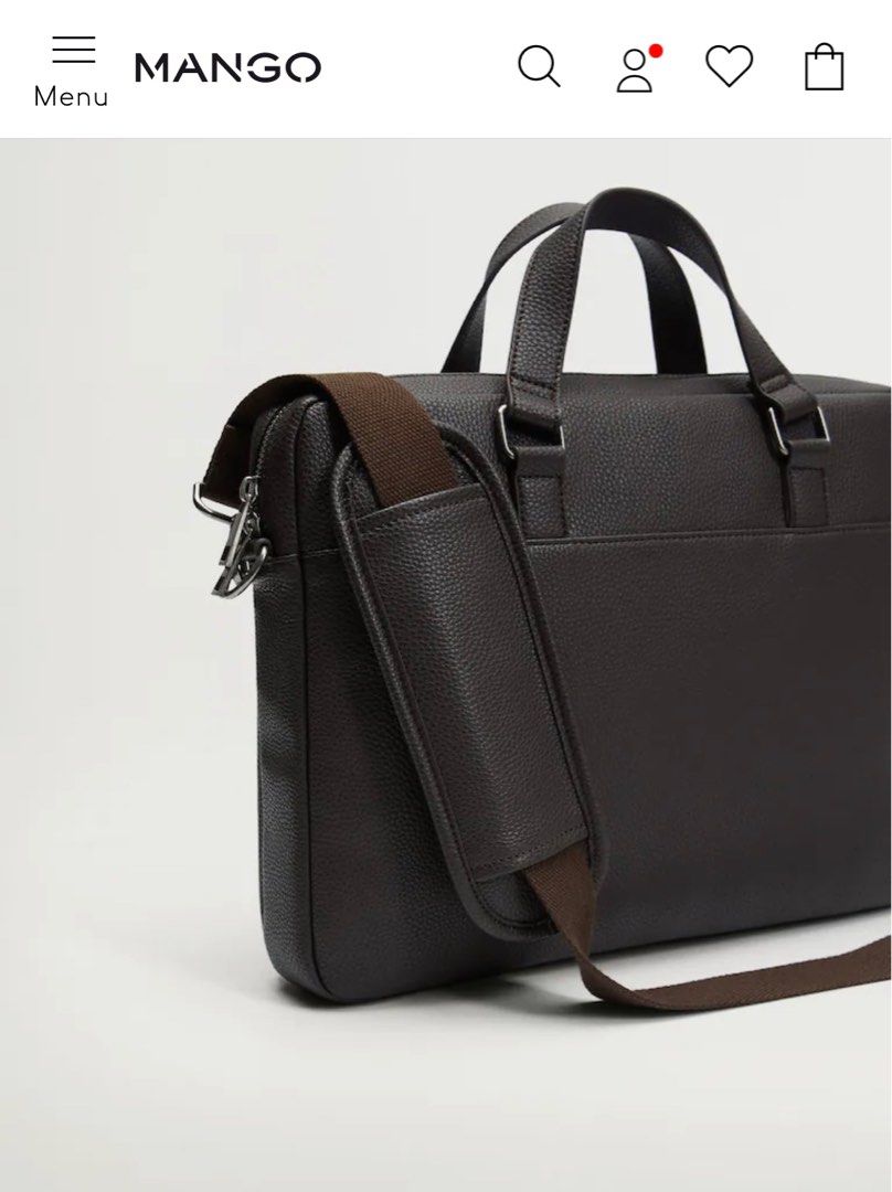 MANGO External Pocket tote briefcase (brown), Men's Fashion, Bags ...