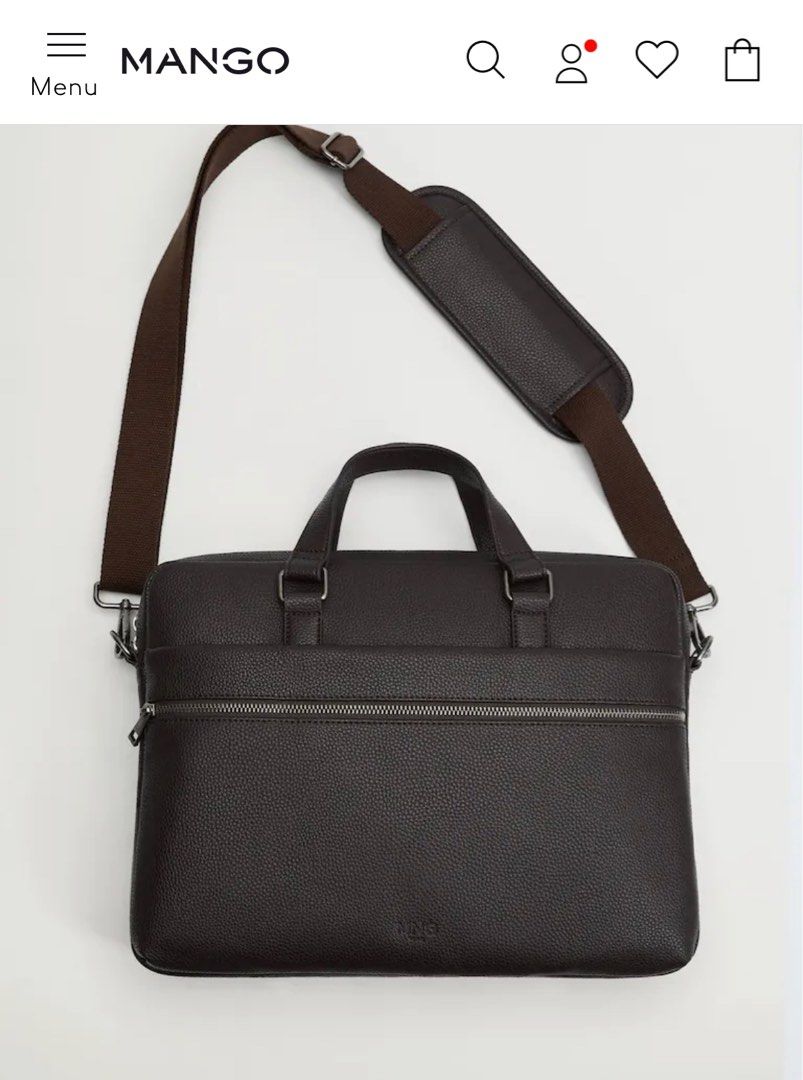 MANGO External Pocket tote briefcase (brown), Men's Fashion, Bags ...