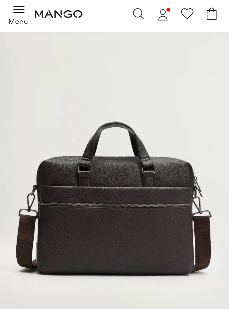 MANGO External Pocket tote briefcase (brown), Men's Fashion, Bags ...
