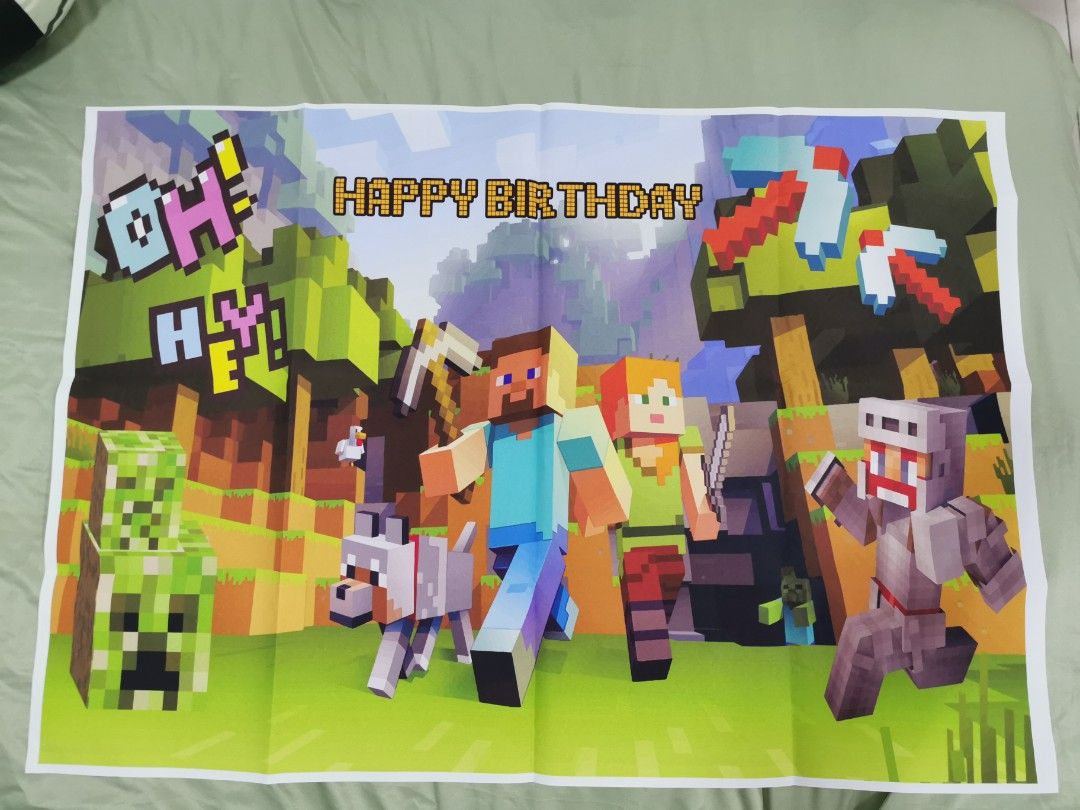 Minecraft backdrop, Hobbies & Toys, Stationery & Craft, Occasions ...