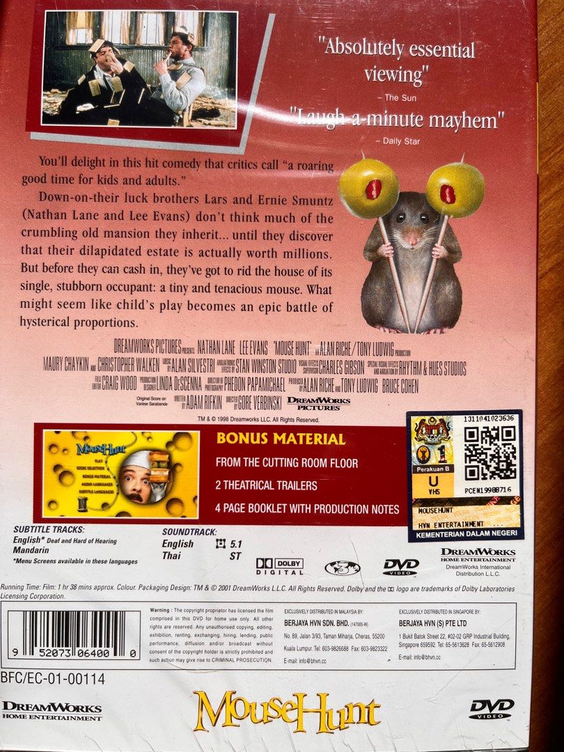 MOUSE HUNT DVD, Hobbies & Toys, Music & Media, CDs & DVDs on Carousell
