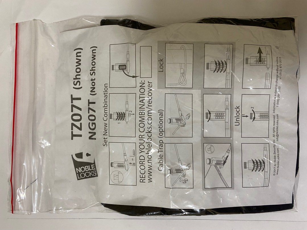 Noble Locks TZ07T Resettable Combination Wedge Lock (Laptop Cable Lock ...