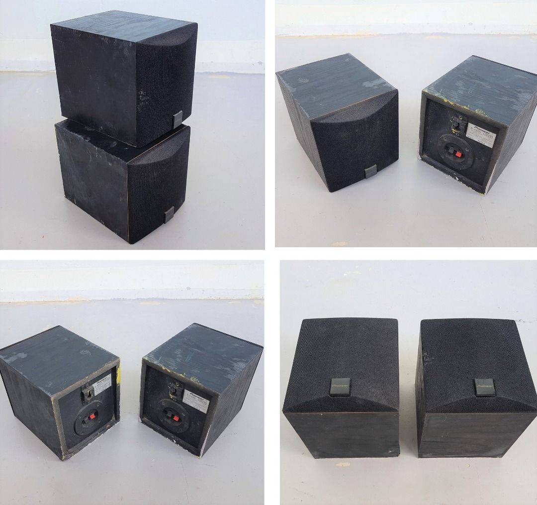 Pioneer Speaker System, 2 Pioneer Cube Speakers, 25 Watts Each, Model S-HS55, 5.5 inches Tall ...