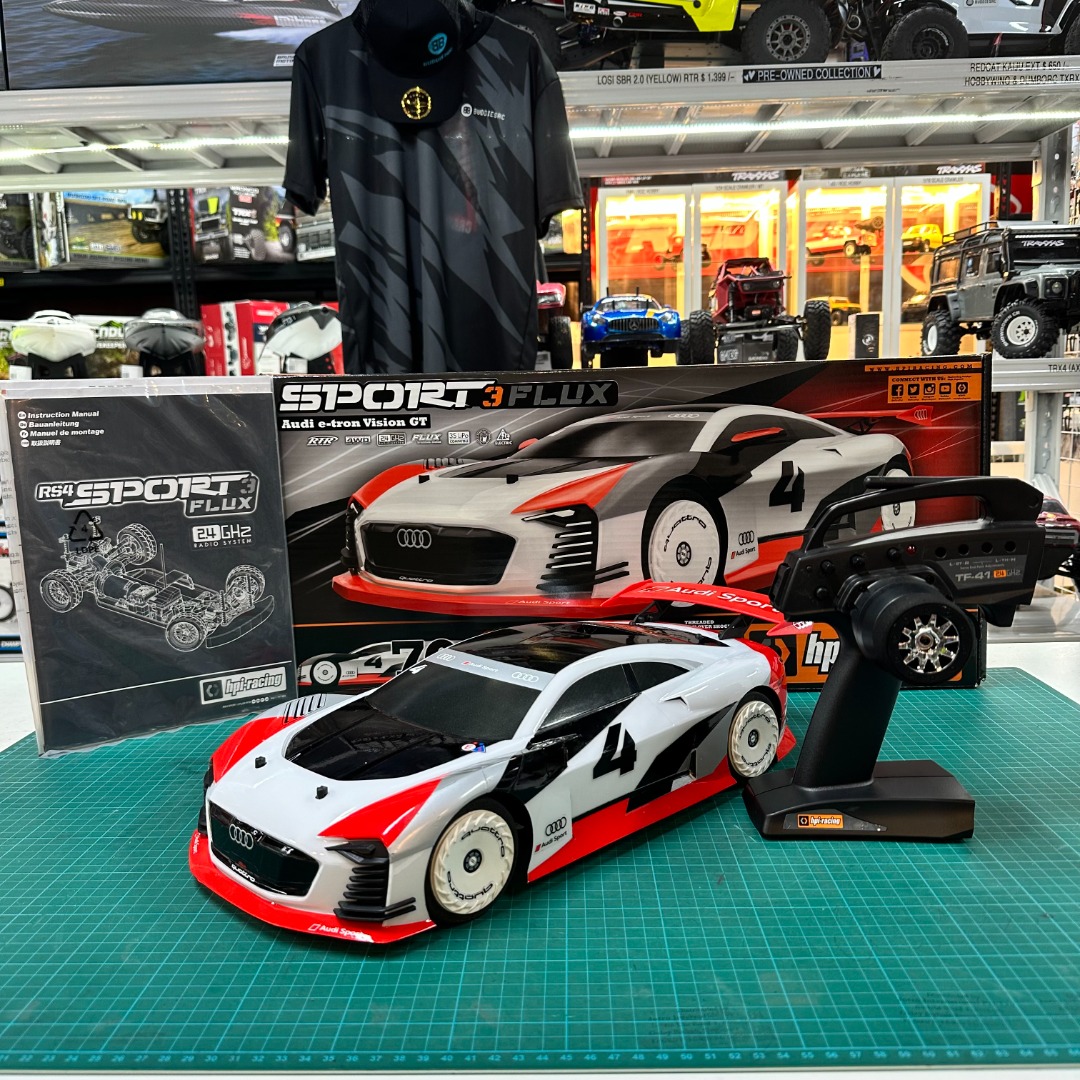 [PRE-OWNED] HPI RACING 1/10 SPORT 3 FLUX BRUSHLESS RTR AUDI E-TRON VISION GT RC CAR, Hobbies ...