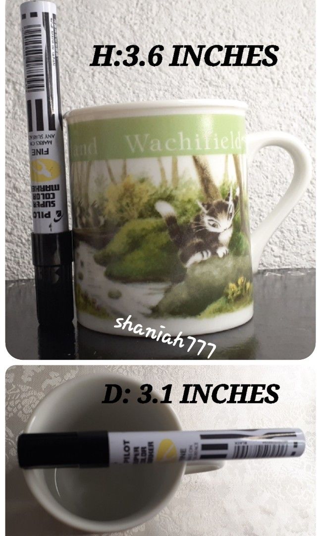 RARE Wachifield "Dayan The Cat" Cute Forest Demitasse Cup 3.7x3.1" 1 pc, Furniture & Home Living ...