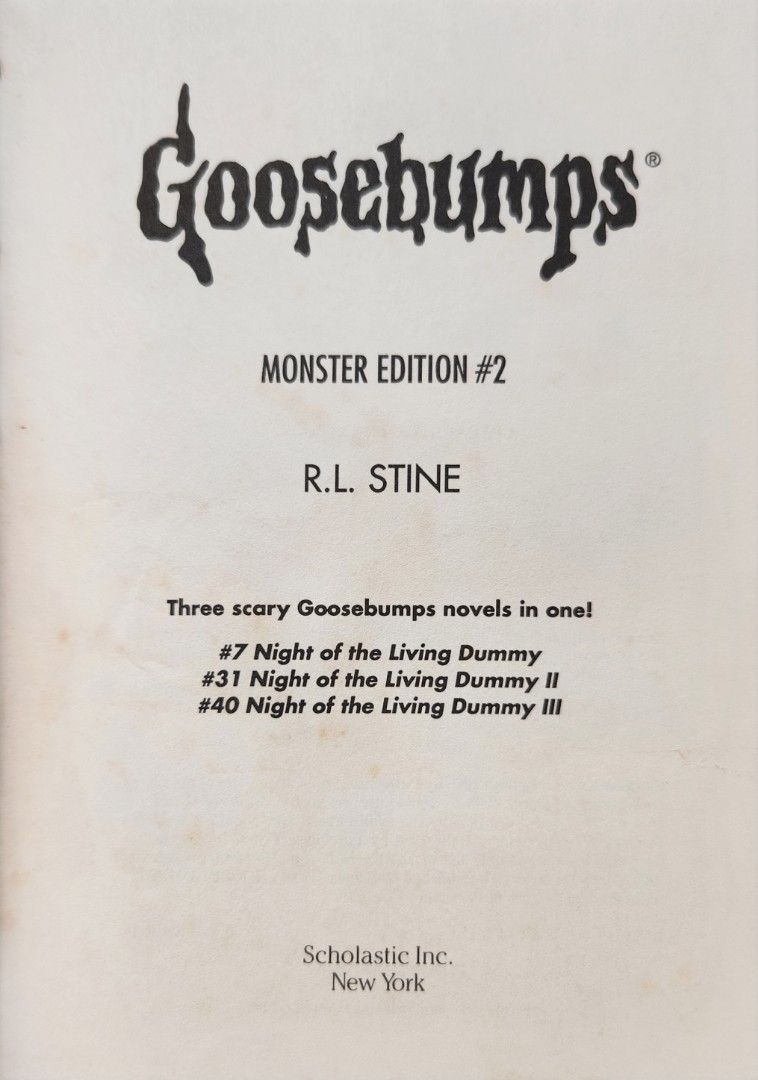 R.L. Stine Goosebumps - Monster Edition #2, Hobbies & Toys, Books ...