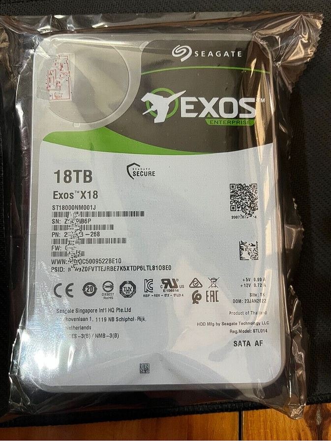 ☘️Seagate 18TB Exos X18 CMR SATA 512n 3.5" Enterprise Helium Hard Drive ...