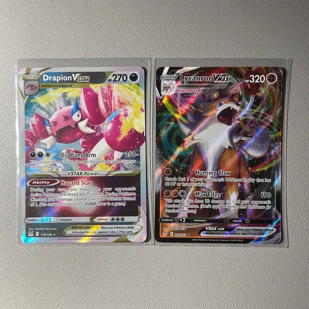 SET OF 2 : Drapion Vstar / Lycanroc Vmax - Ultra Rare Sword & Shield ...
