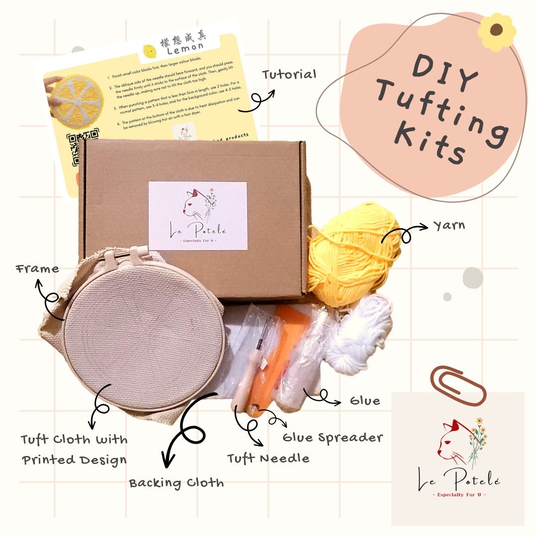 [SG Art & Craft]DIY Punch Needle Kit Coaster/DIY Tufting Kit, Hobbies ...