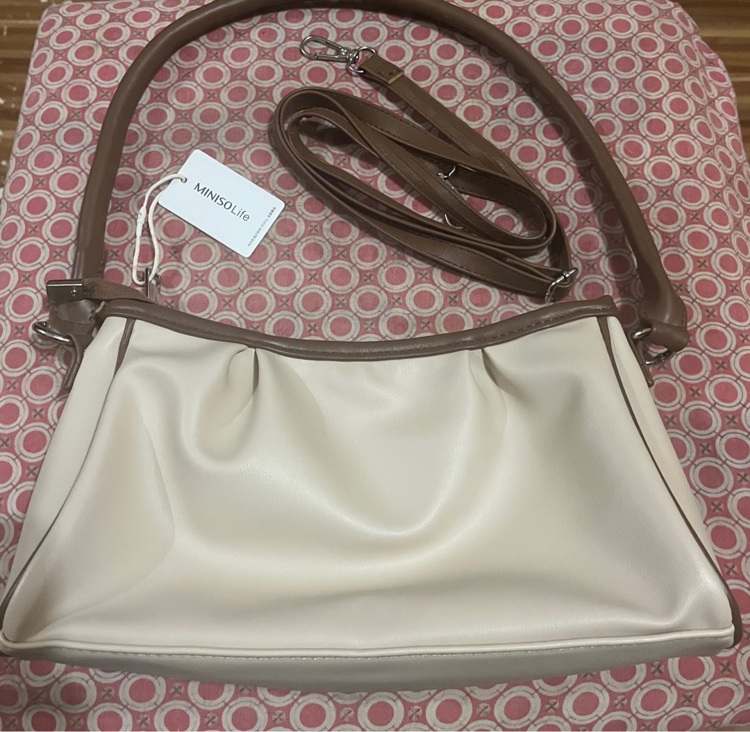 Shoulder bag - brown and cream miniso brand on Carousell
