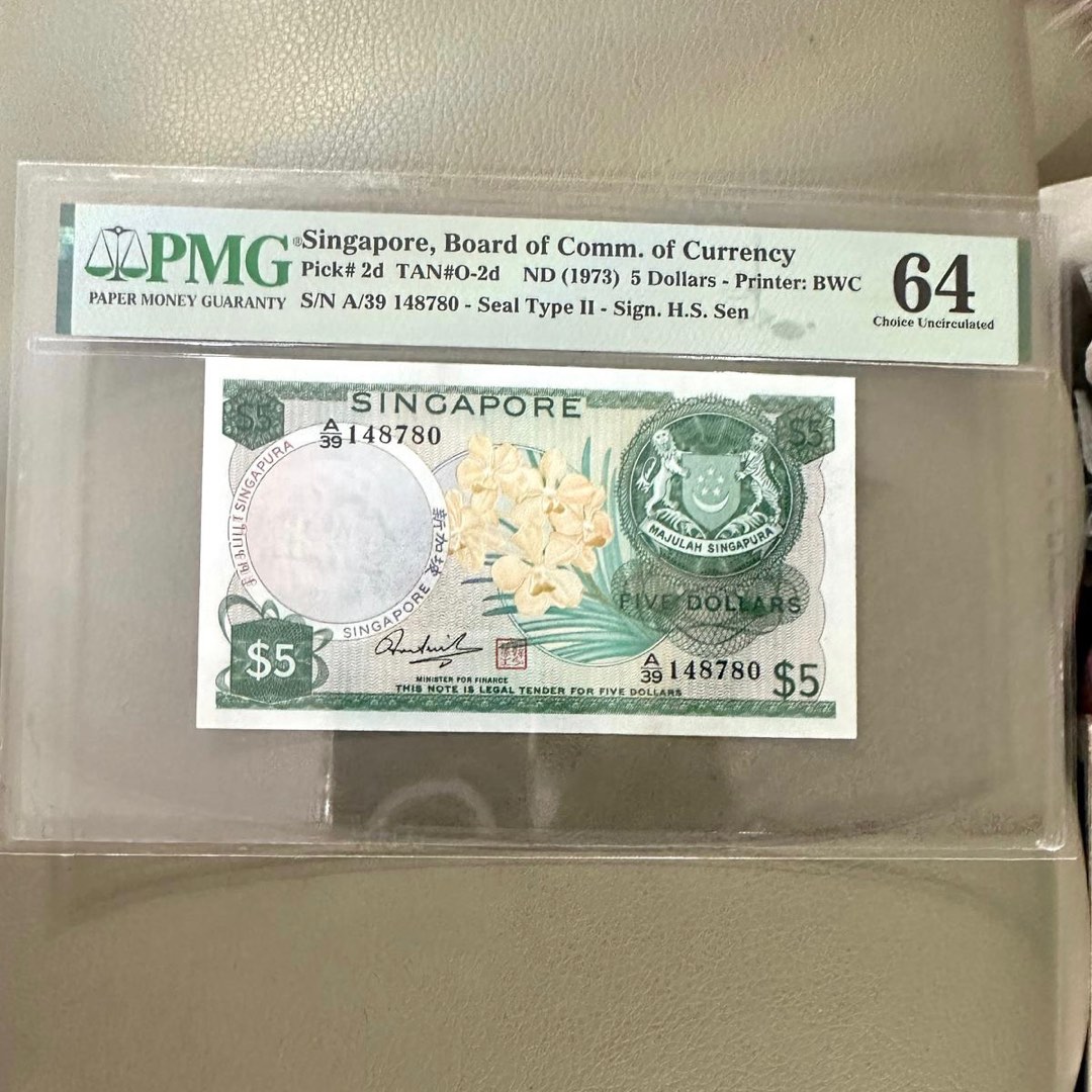 Singapore $5 Orchid Notes / PMG 64, Hobbies & Toys, Memorabilia ...