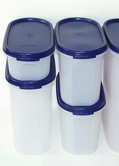 Stackable Tupperware oval mate blue / dark purple lid, Furniture & Home ...
