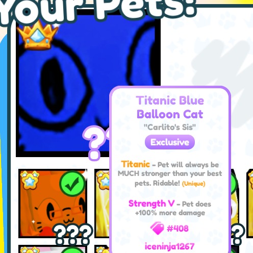Titanic Blue Balloon Cat, Video Gaming, Gaming Accessories, In-Game ...