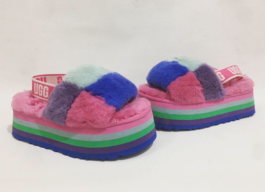 UGG Disco Leather Slide Pride Stripes, Women's Fashion, Footwear ...