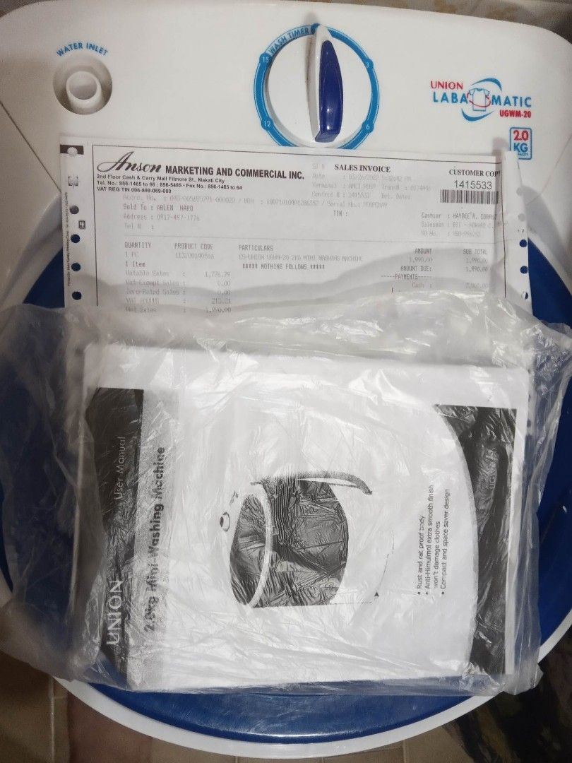 Union Mini Washing Machine 2.0kgs, TV & Home Appliances, Washing ...