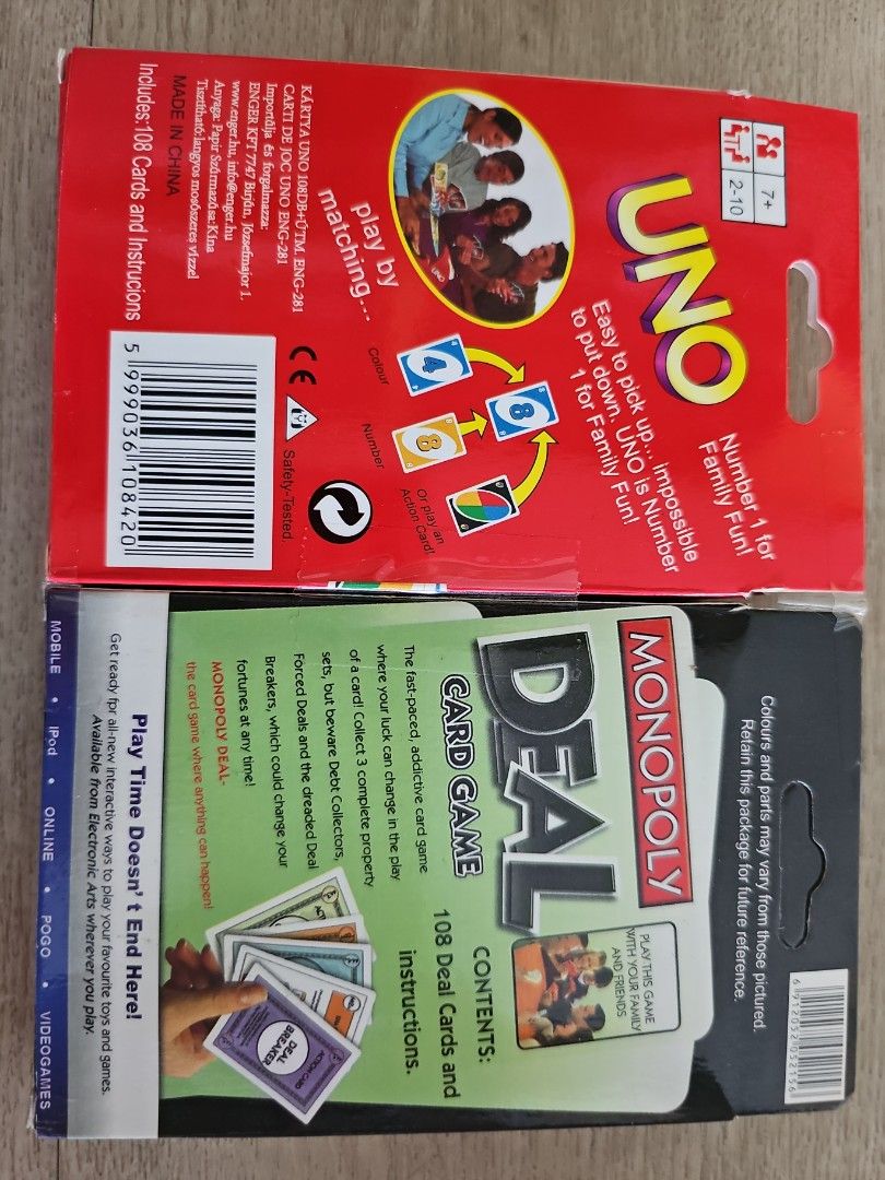 Uno cards & Monopoly Deal Card game, Hobbies & Toys, Toys & Games on ...