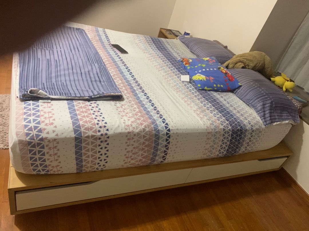 Used Bed frame with drawer, Furniture & Home Living, Furniture, Bed ...